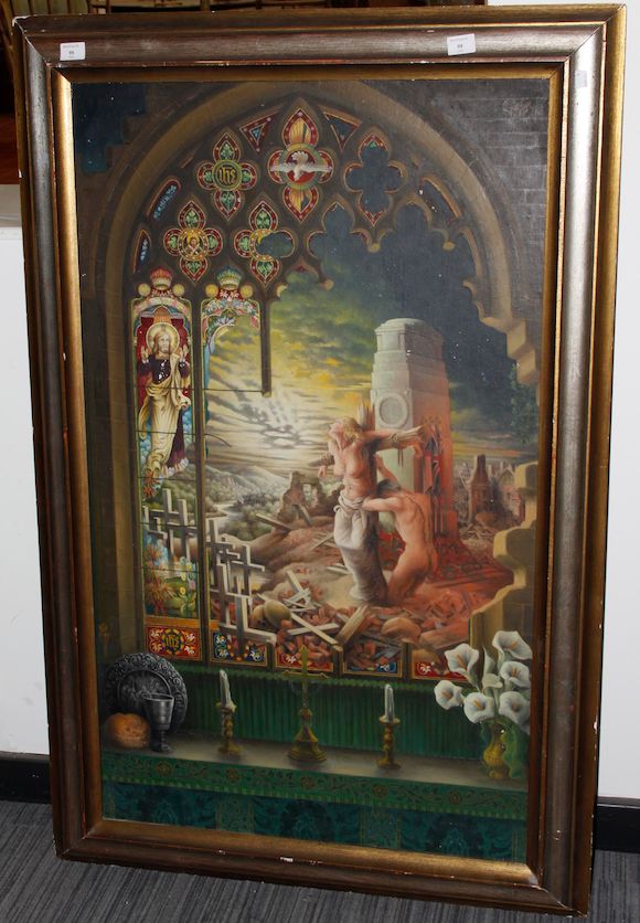 Bonhams : Sydney Wright - Via Crucis, signed and dated 1942/43, oil on ...