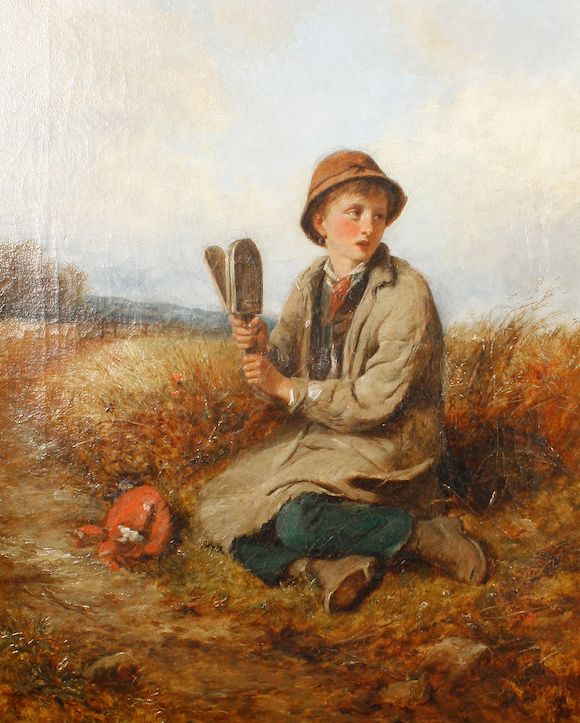 Bonhams : John Wells Smith (British, active 1870-1875) Boy in a field ...