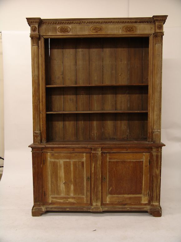 Bonhams : A 19th century pine open-fronted tall bookcase