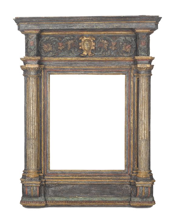 Bonhams : An Italian 19th Century carved and polychromed tabernacle frame