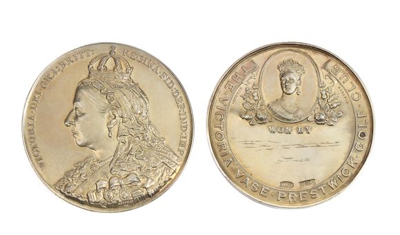 Bonhams : A hall marked 15 ct. gold Victoria Vase medal played at the ...