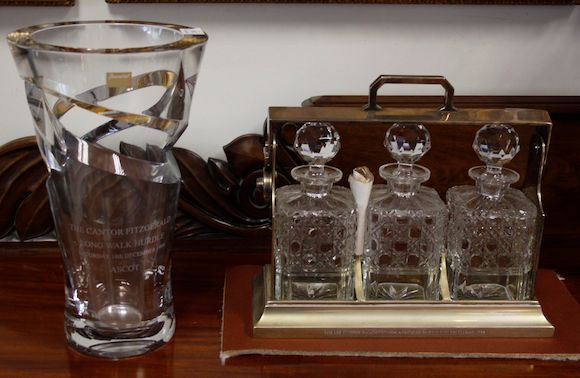 Bonhams : Racing trophies:A Baccarat art glass vase of beaker form ...