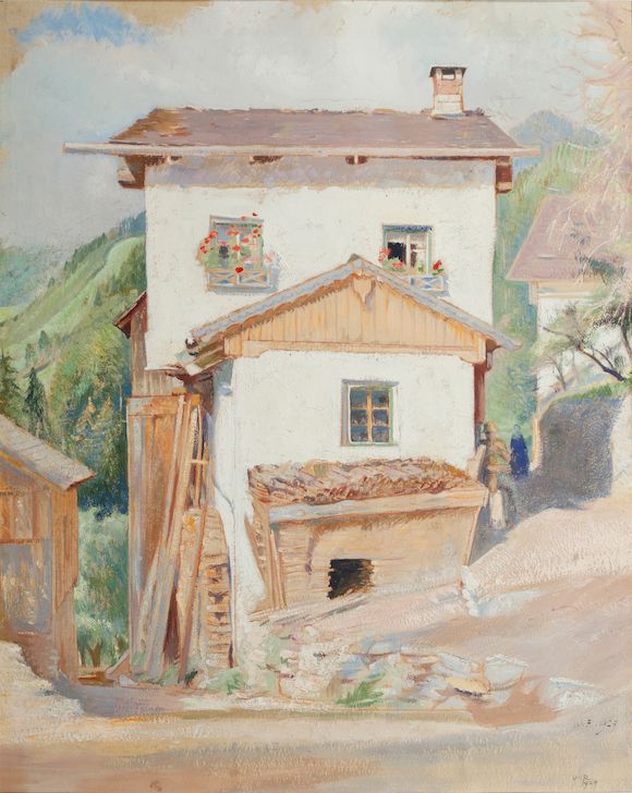 Bonhams : Sir William Rothenstein (British, 1872-1945) In a mountain ...