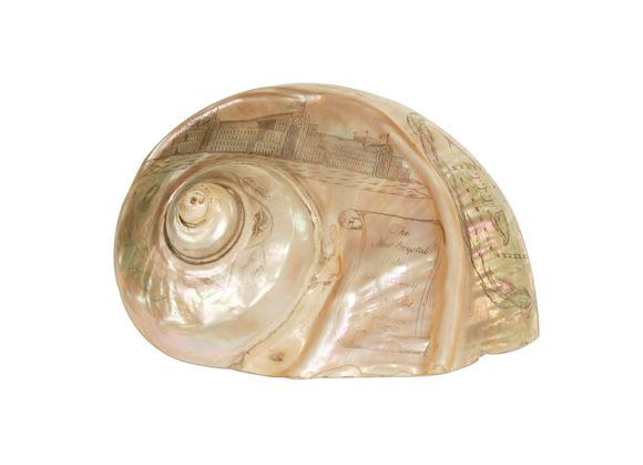 Bonhams : A Victorian engraved Nautilus shell depicting a view of ...