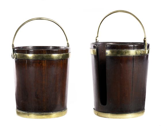 Bonhams : A Regency Irish mahogany and brass bound peat bucket