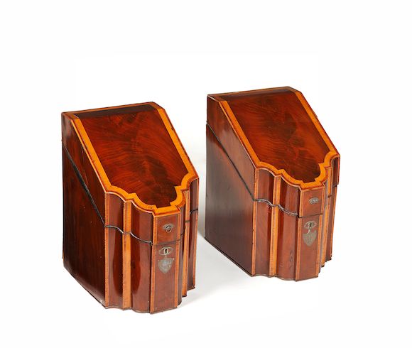 Bonhams : A pair of George III inlaid mahogany and satinwood banded ...