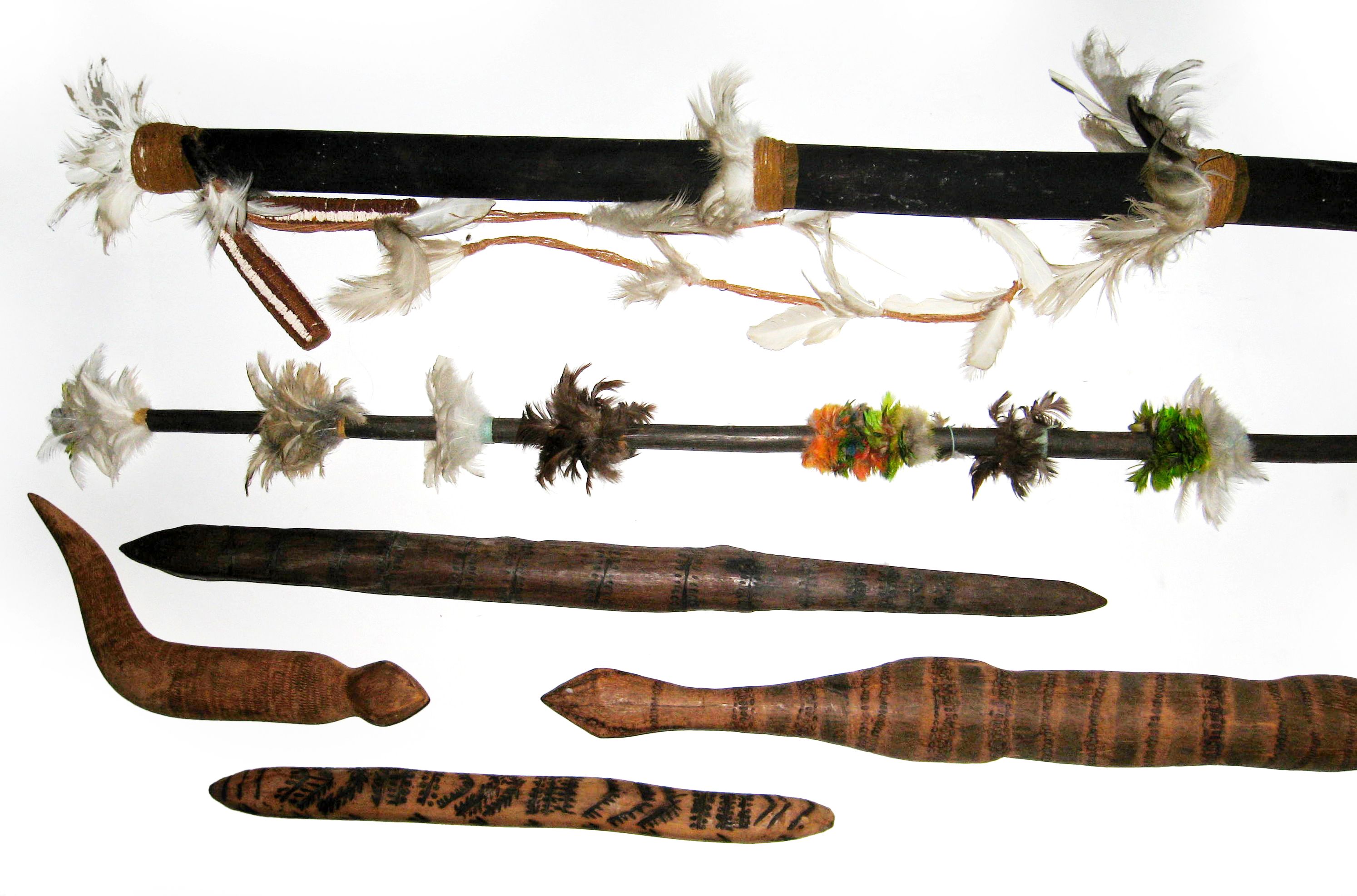 Bonhams : Two Aboriginal morning star poles, and four other Aboriginal ...