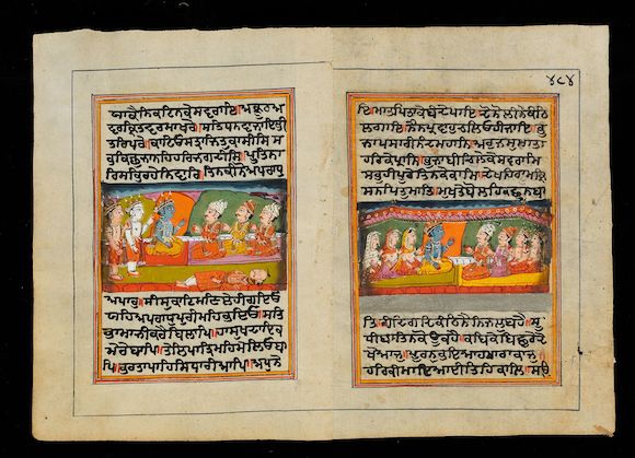 Bonhams : Six illustrated double leaves from a manuscript of the ...
