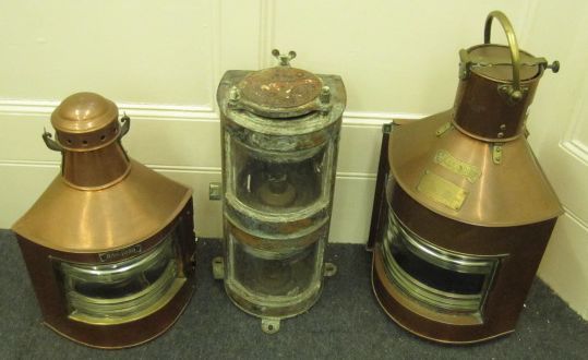 Bonhams : A copper and brass cased starboard ships lamp, makers William ...