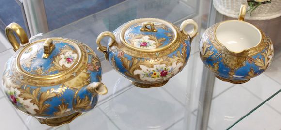 Bonhams : A Coalbrookdale style porcelain floral basket together with a ...