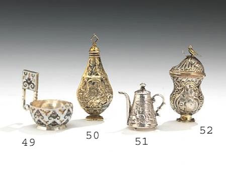 Bonhams : A mid-18th century Dutch silver miniature coffee pot, by Jan ...