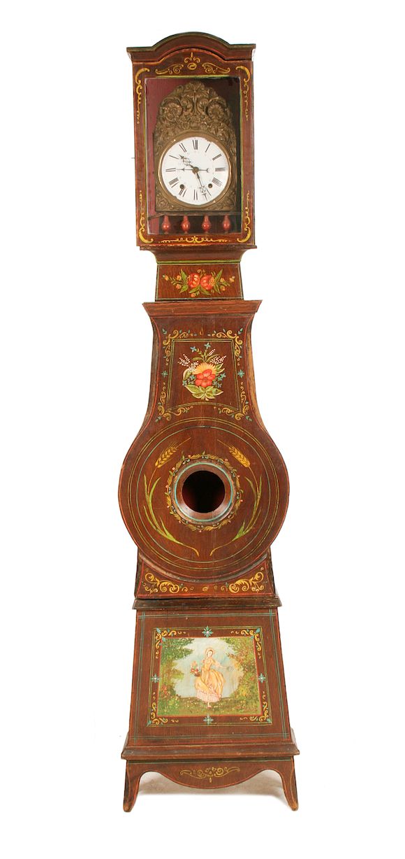 Bonhams : A French late 19th Century painted longcase clock,