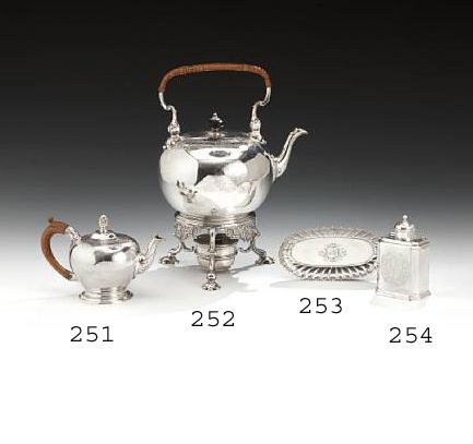 Bonhams : A George II silver kettle on stand, by John Chartier, London ...