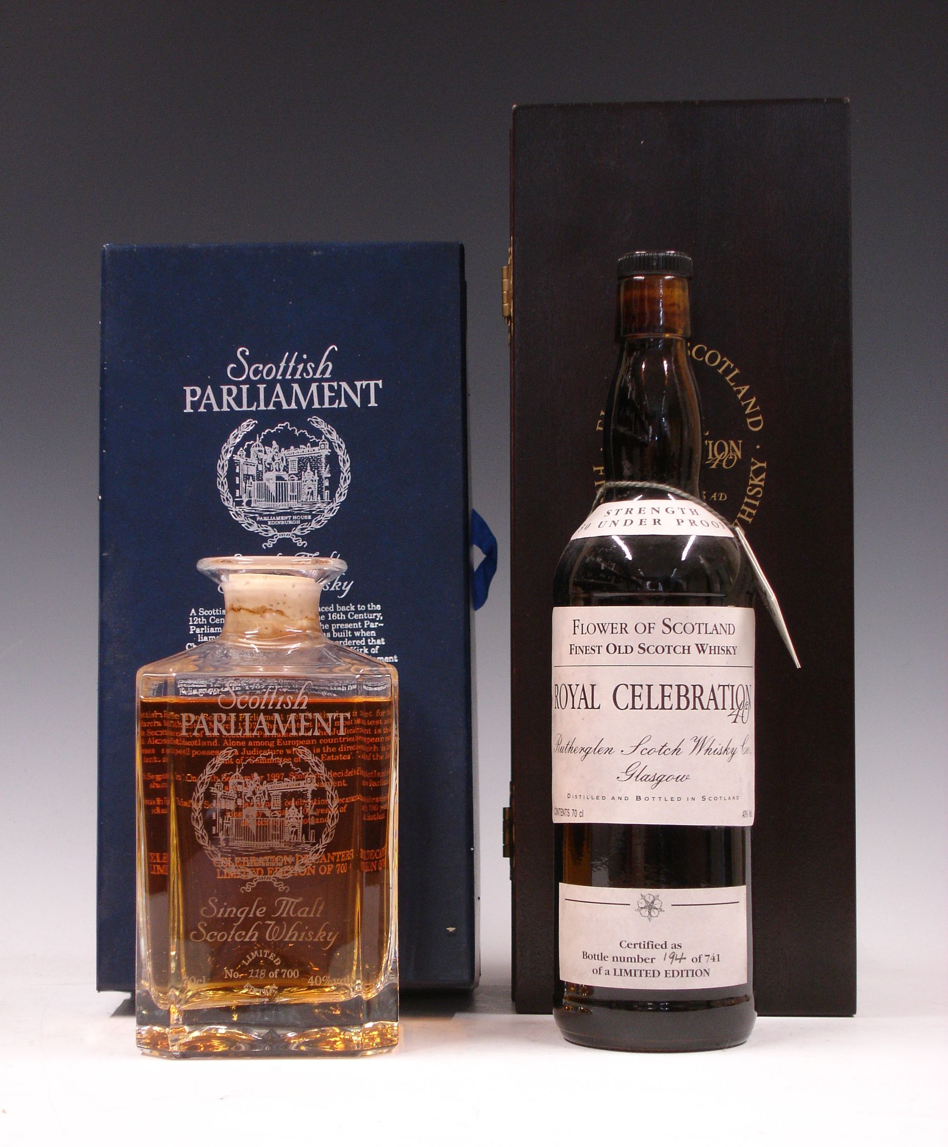 Bonhams : Scottish Parliament Decanter Flower of Scotland Royal Celebration