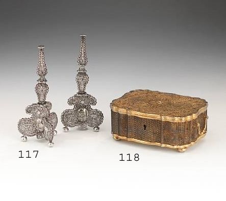 Bonhams : An 18th century Chinese export silver-gilt two-handled casket ...