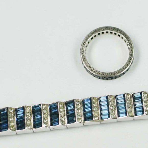 Bonhams : Trifari - a chrome plated flexible step link bracelet, set ...
