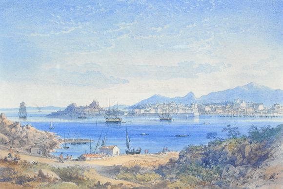 Bonhams : Anton Schranz (German, 1769-1839) View of a harbour, Corfu