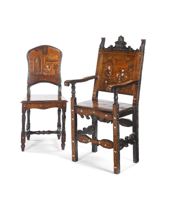 Bonhams : An Italian 19th century ivory inlaid walnut and marquetry ...