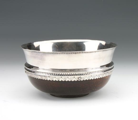 Bonhams : An Arts & Crafts silver mounted oak Mazer bowl by Thomas ...