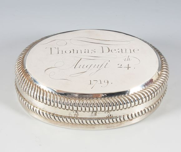 Bonhams : A Queen Anne silver tobacco box By Alexander Reade, London, 1703,