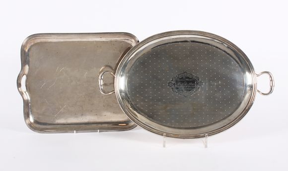 Bonhams : A 19th century French oval twin handled tray Stamped with ...