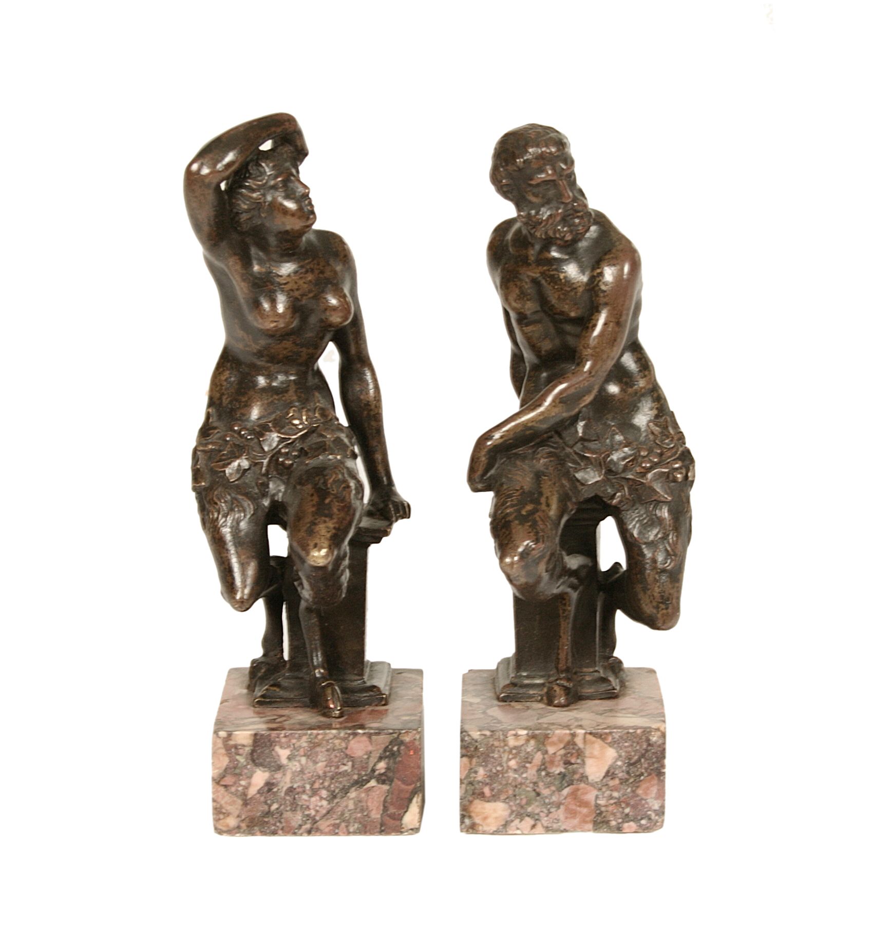 Bonhams : A pair of 18th century Italian bronze figures of a satyr and ...