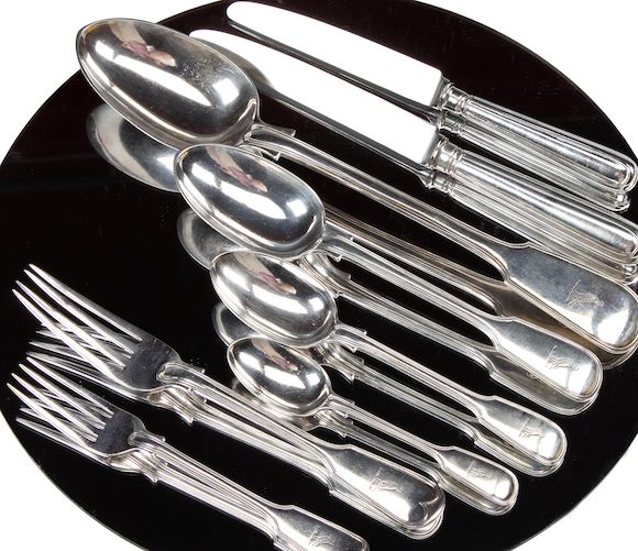 Bonhams : A Victorian canteen of fiddle & thread pattern cutlery for 12 ...
