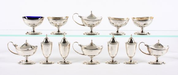 Bonhams : A silver twelve piece condiment set By Walker and Hall ...