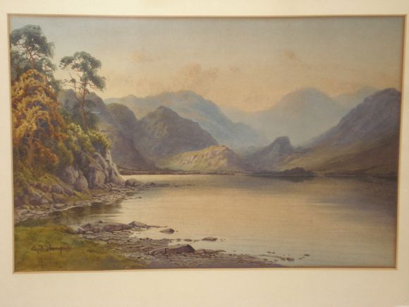 Bonhams : Edward H. Thompson (British, 1879-1949) A lake landscape ...