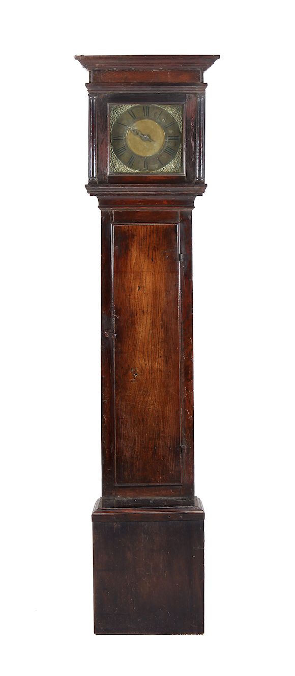 Bonhams : An early 18th Century oak-cased 30-hour single-hand longcase ...