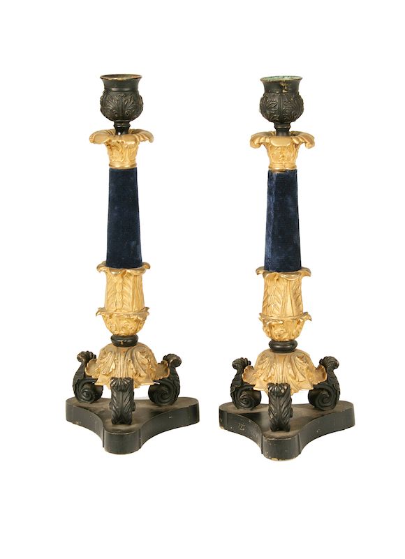 Bonhams : A pair of French Restauration period gilt and patinated ...