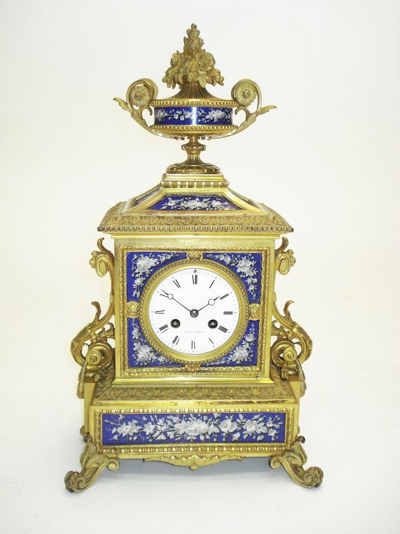 Bonhams : A good 19th Century French porcelain-mounted ormolu mantel ...