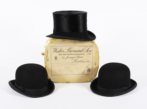 Bonhams : A boxed top hat and two bowler hats