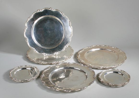 Bonhams : Six Peruvian silver dinner plates by Camusso stamped Sterling ...