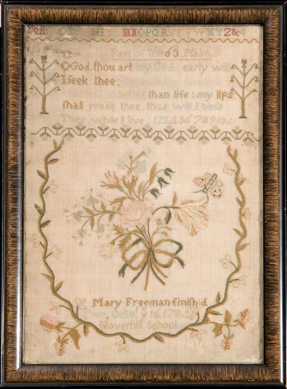 Bonhams : A Sampler by Mary Freeman 1784 together with another by ...