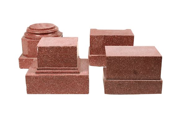 Bonhams : A collection of four porphyry veneered plinths
