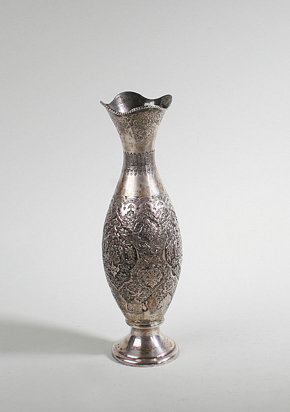 Bonhams : A Persian silver vase stamped to base, late 19th/early 20th ...