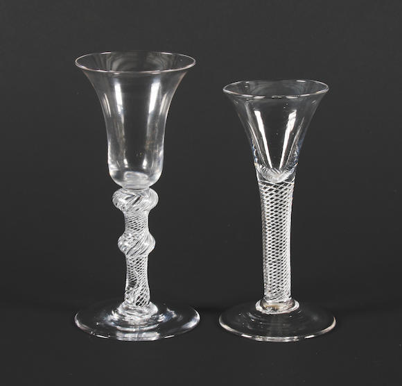 Bonhams Two Airtwist Wine Glasses Circa 1760