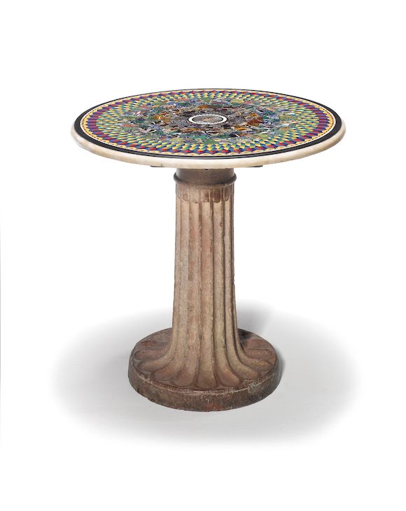 Bonhams : A rare Italian early 19th century white marble, micromosaic ...