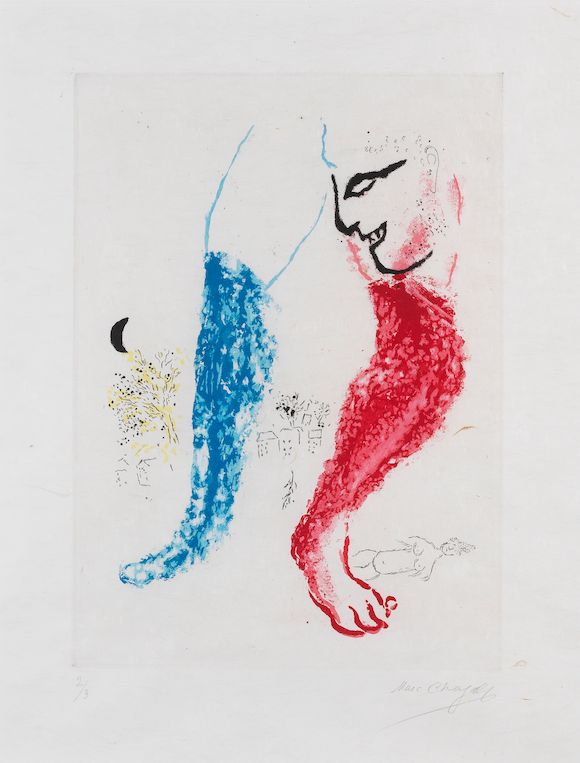 Bonhams : Marc Chagall (Russian/French, 1887-1985) De Mauvais Sujets The rare etching with ...