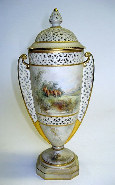 Bonhams : A Grainger's Worcester reticulated vase and Cover Dated 1892