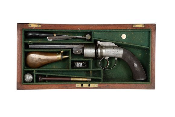 Bonhams : A Cased 60-Bore Transitional Six-Shot Single-Action ...