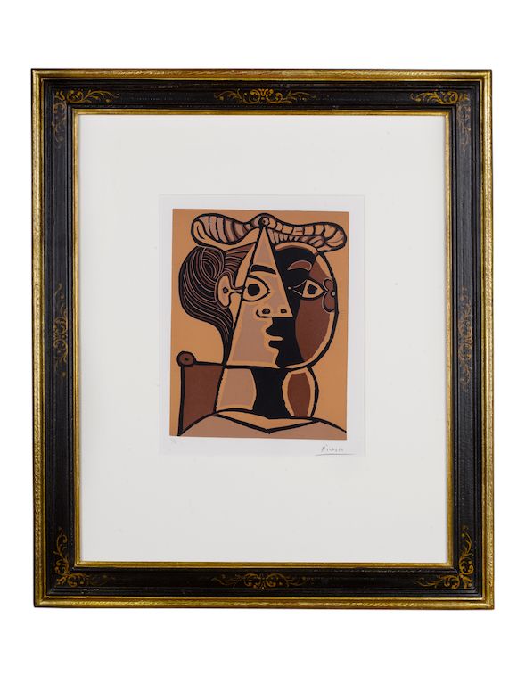 Bonhams : Pablo Picasso (Spanish, 1881-1973) Femme au Chapeau Linocut in colours, 1962, on ...