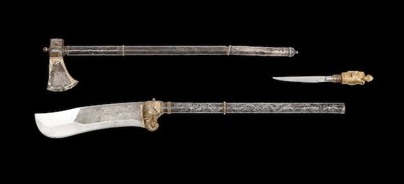 Bonhams : An Indo-Persian Tabar Axe, And Two Indian Axes