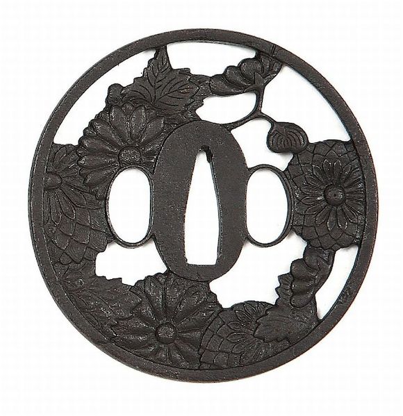 Bonhams : A Circular Iron Sukash Tsuba