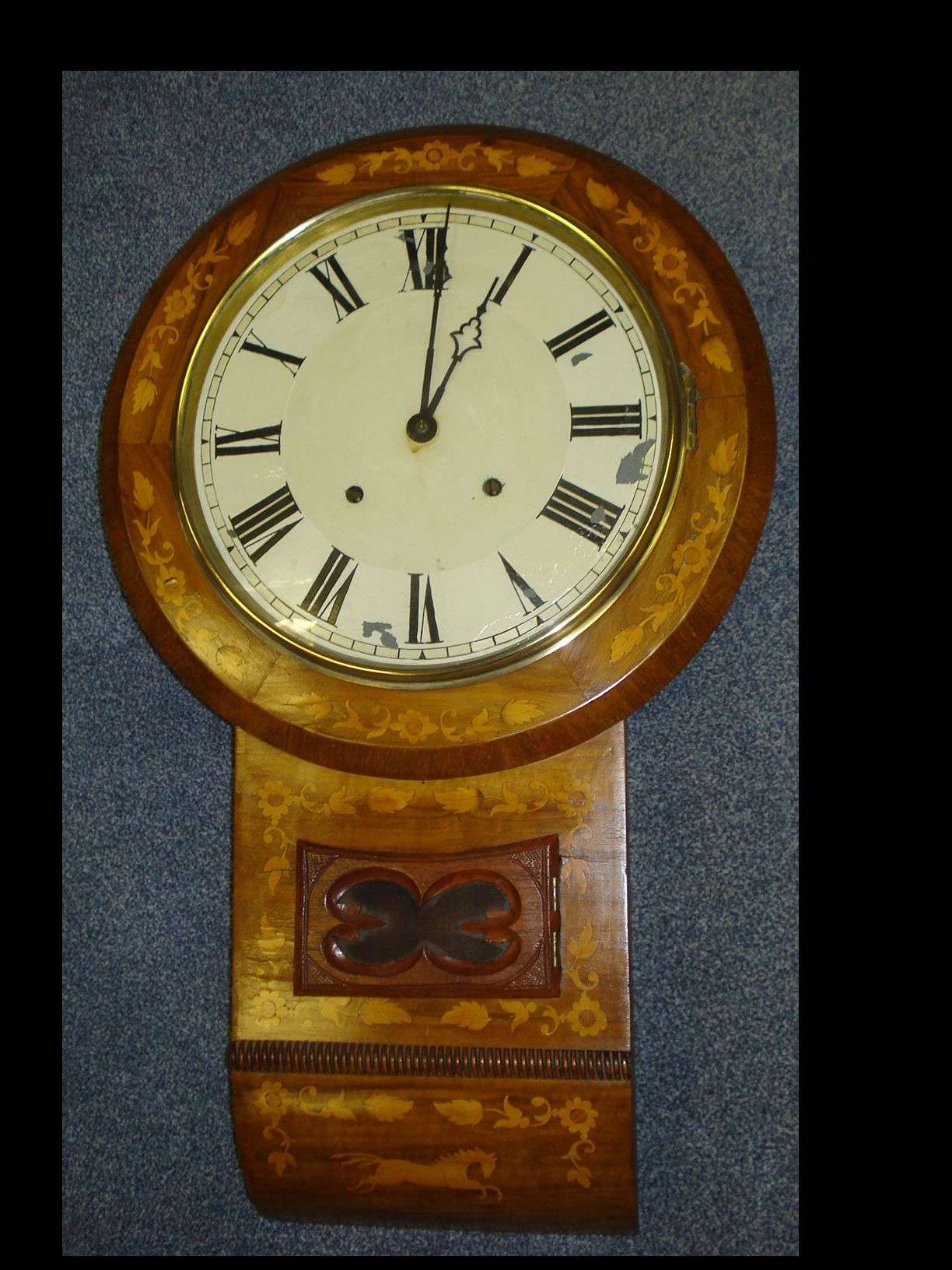 Bonhams : A 19th Century rosewood drop dial wall clock, with foliate ...