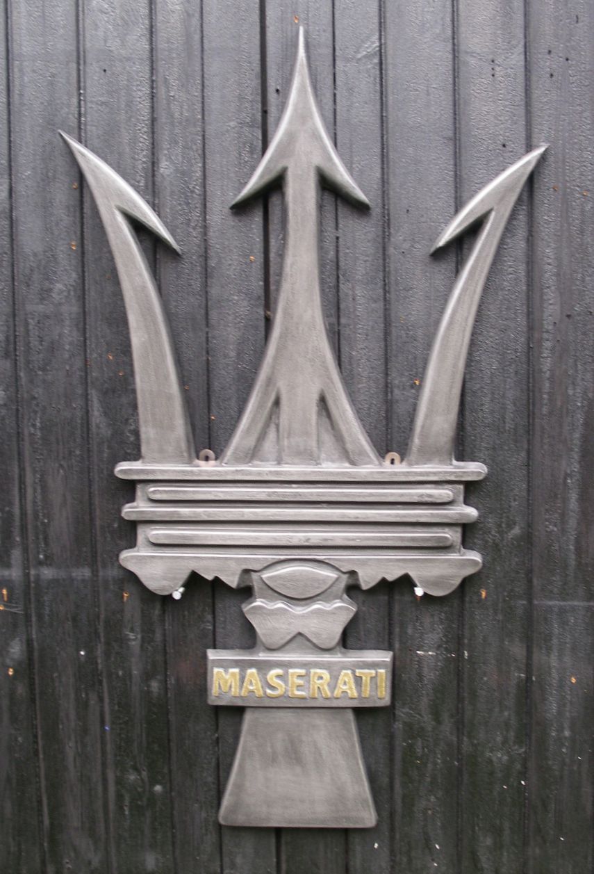 Bonhams Cars : A cold-cast aluminium Maserati Trident display plaque,