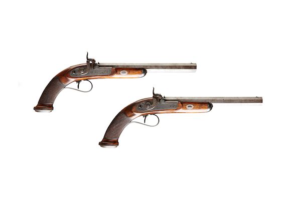 Bonhams : A pair of 40 bore percussion target pistols by Musgrove ...