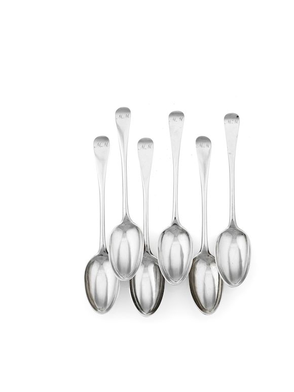 Bonhams : A set of six George III tablespoons By Alexander Aitchison ...