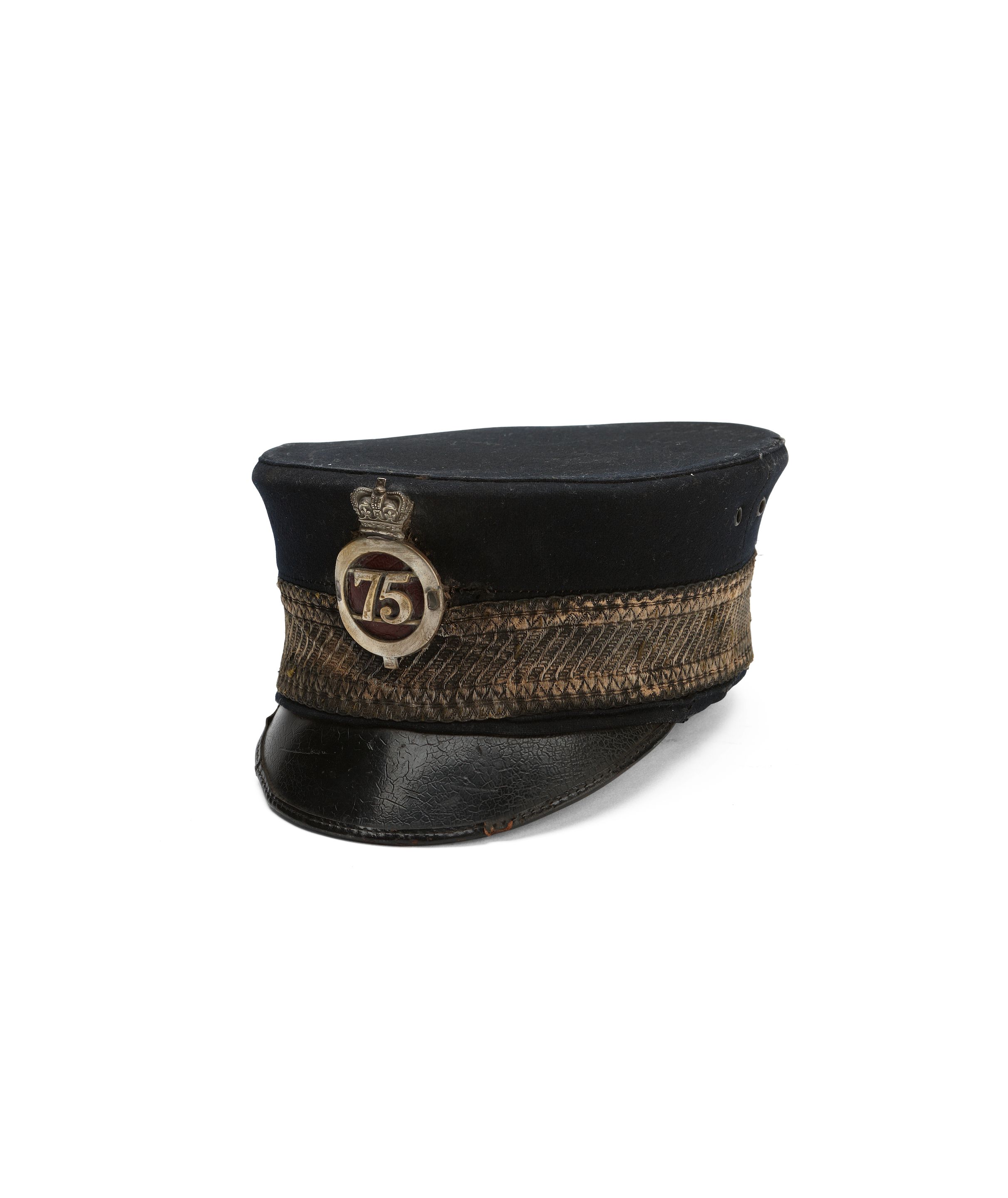 Bonhams : A Victorian 75th of Foot blue cloth peaked forage cap